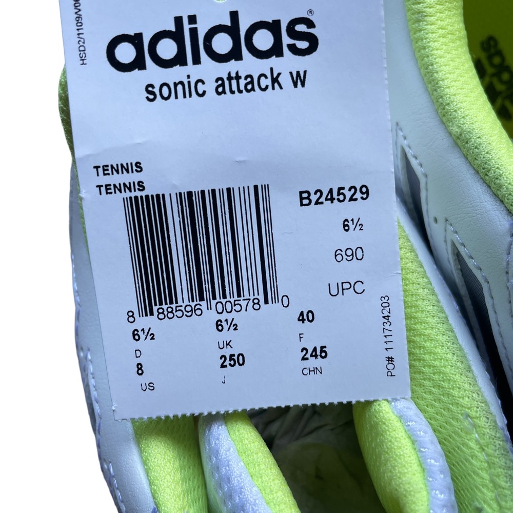 Adidas Sonic Attack White And Lime Green Tennis Shoes… - Gem